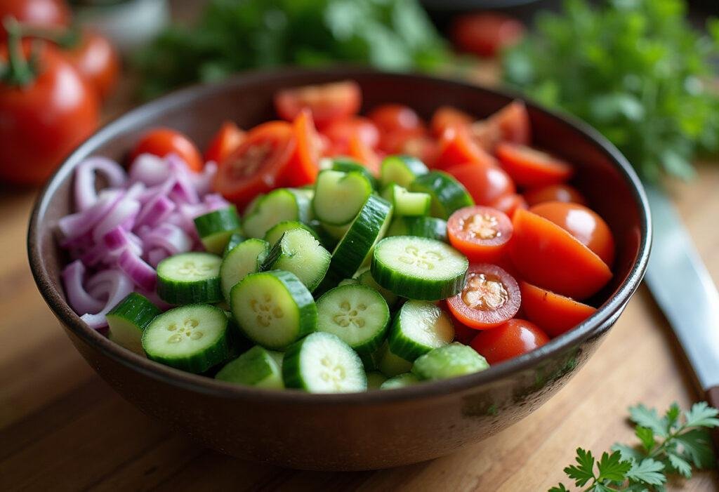 Greek Feta Salad Tower - Delicious Daily Recipes